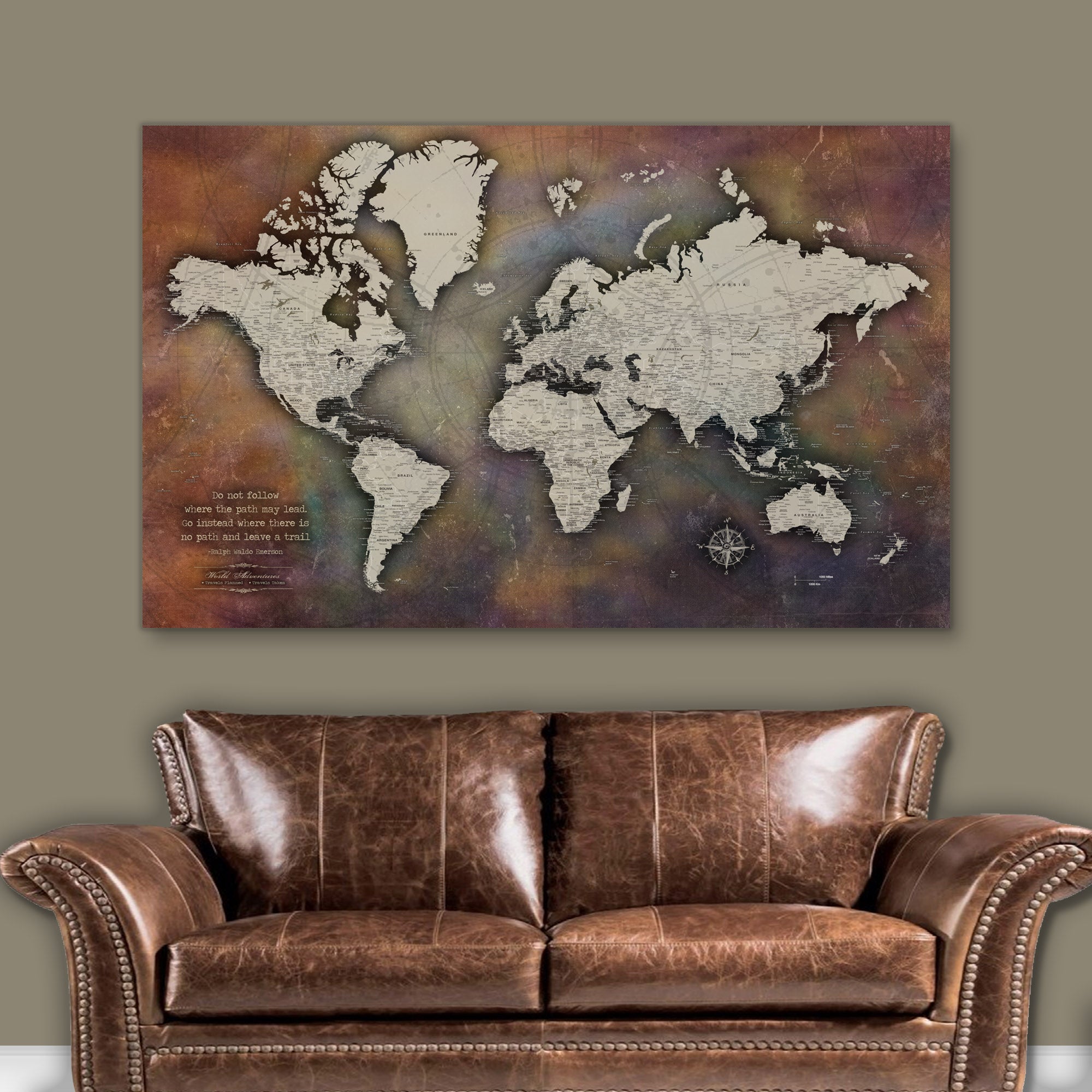 Push Pin World Travel Map - Single Panel | Holy Cow Canvas