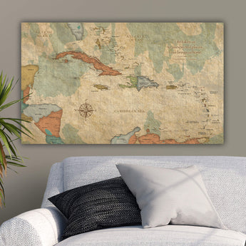 Caribbean Push Pin Travel Map - Single Panel | Holy Cow Canvas