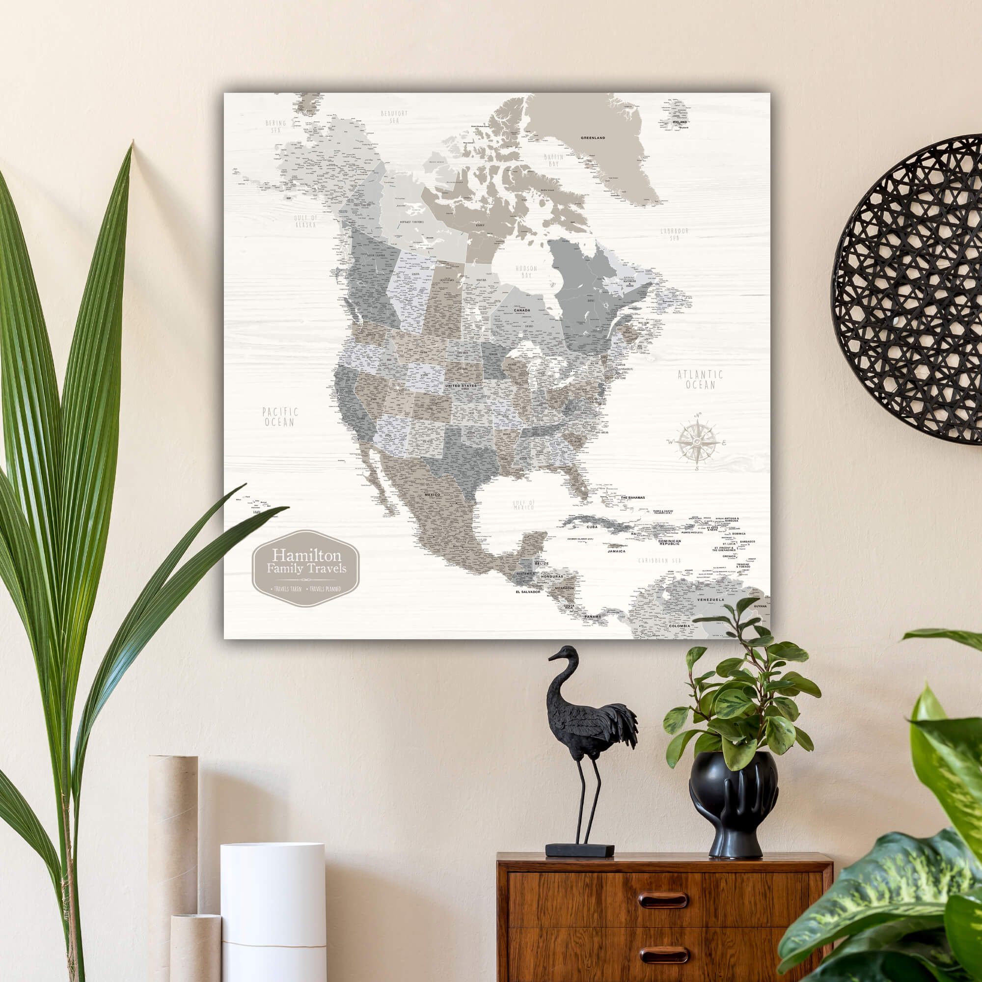 Farmhouse North America Push Pin Travel Map | Holy Cow Canvas