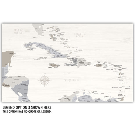 Farmhouse Caribbean Push Pin Travel Map - Single Panel | Holy Cow Canvas