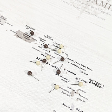 Farmhouse Caribbean Push Pin Travel Map - Single Panel | Holy Cow Canvas
