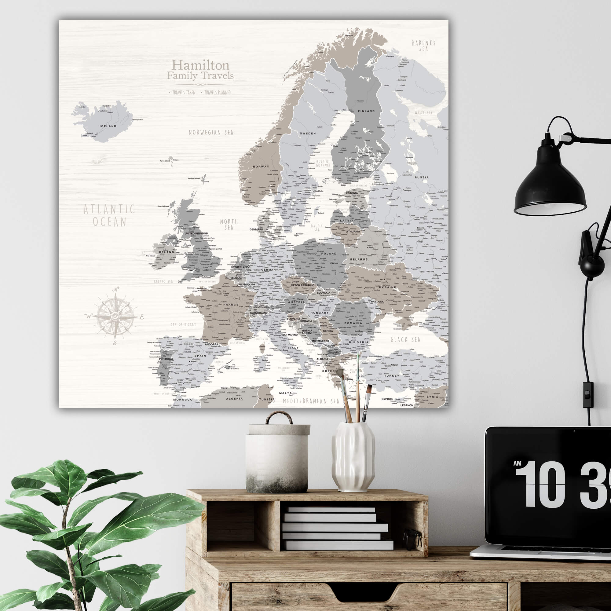 Farmhouse Europe Push Pin Travel Map | Holy Cow Canvas