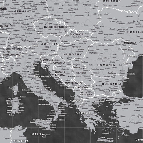 Grey Europe Push Pin Travel Map | Holy Cow Canvas