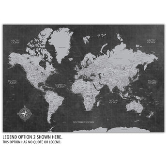 Grey Push Pin World Map - Single Panel | Holy Cow Canvas