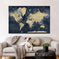 Gold and Navy Textured World Push Pin Map | Holy Cow Canvas