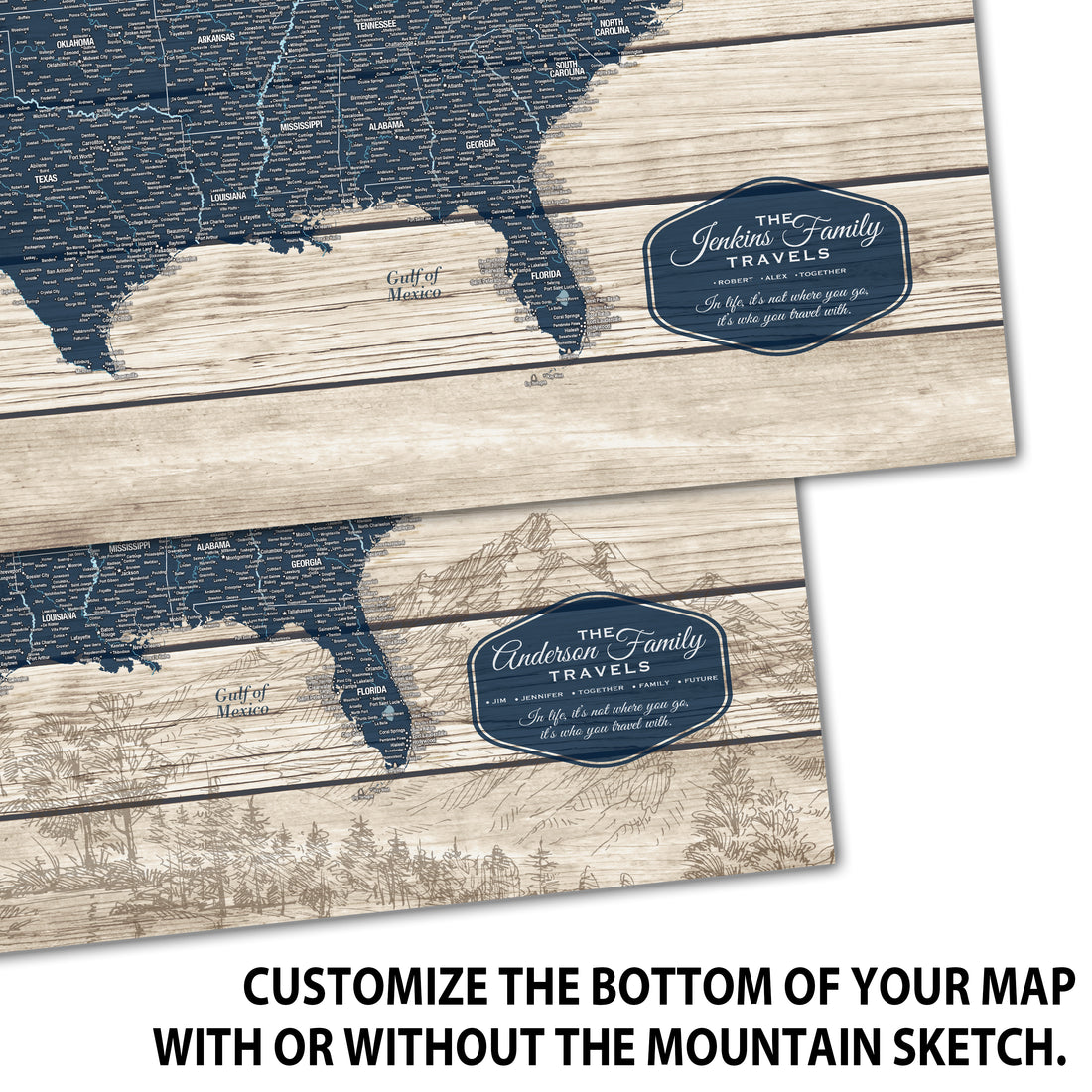 Rustic Wood Grain USA Map on Canvas | Holy Cow Canvas