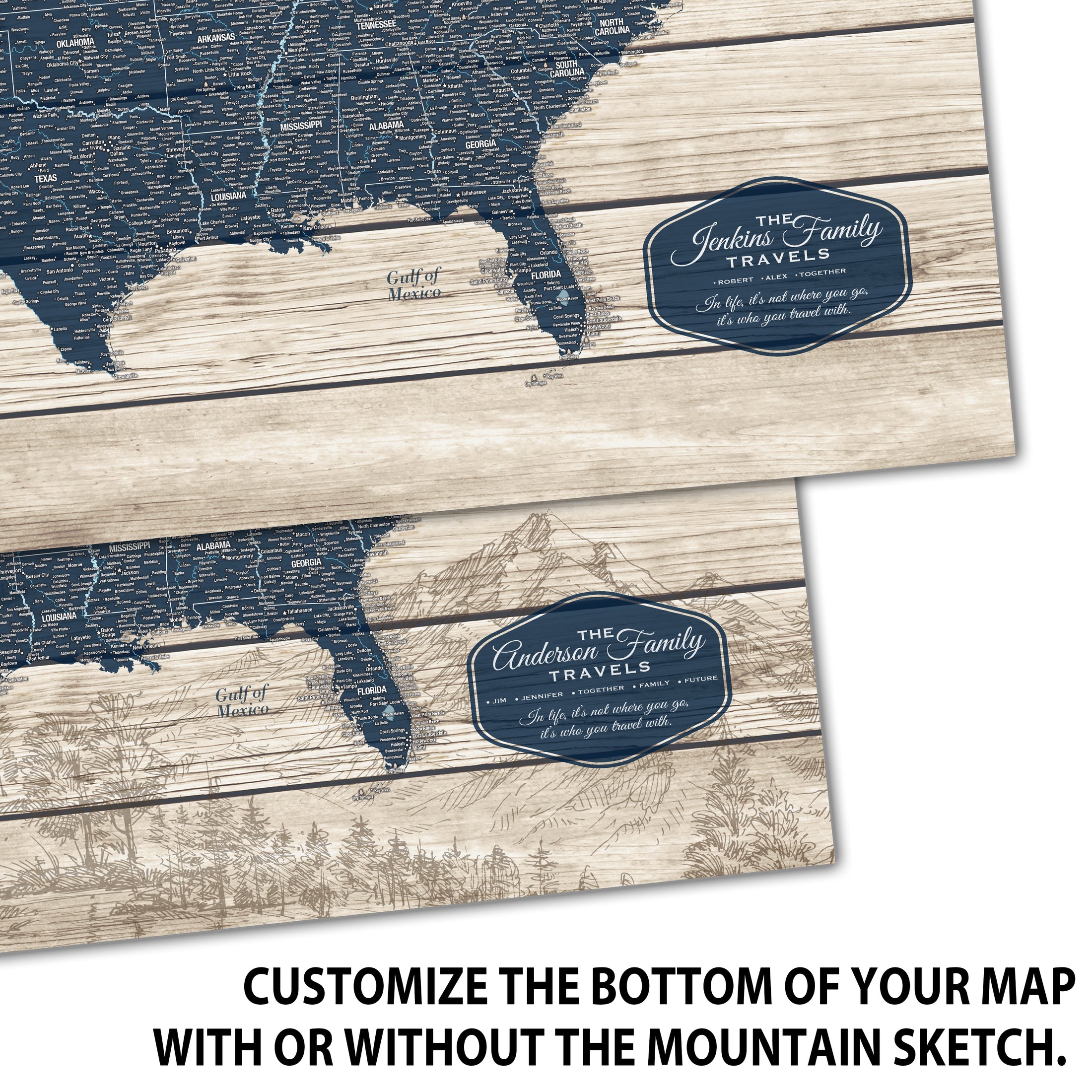 Rustic Wood Grain USA Map on Canvas | Holy Cow Canvas
