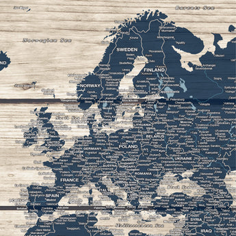 Rustic Wood Grain World Map on Canvas | Holy Cow Canvas