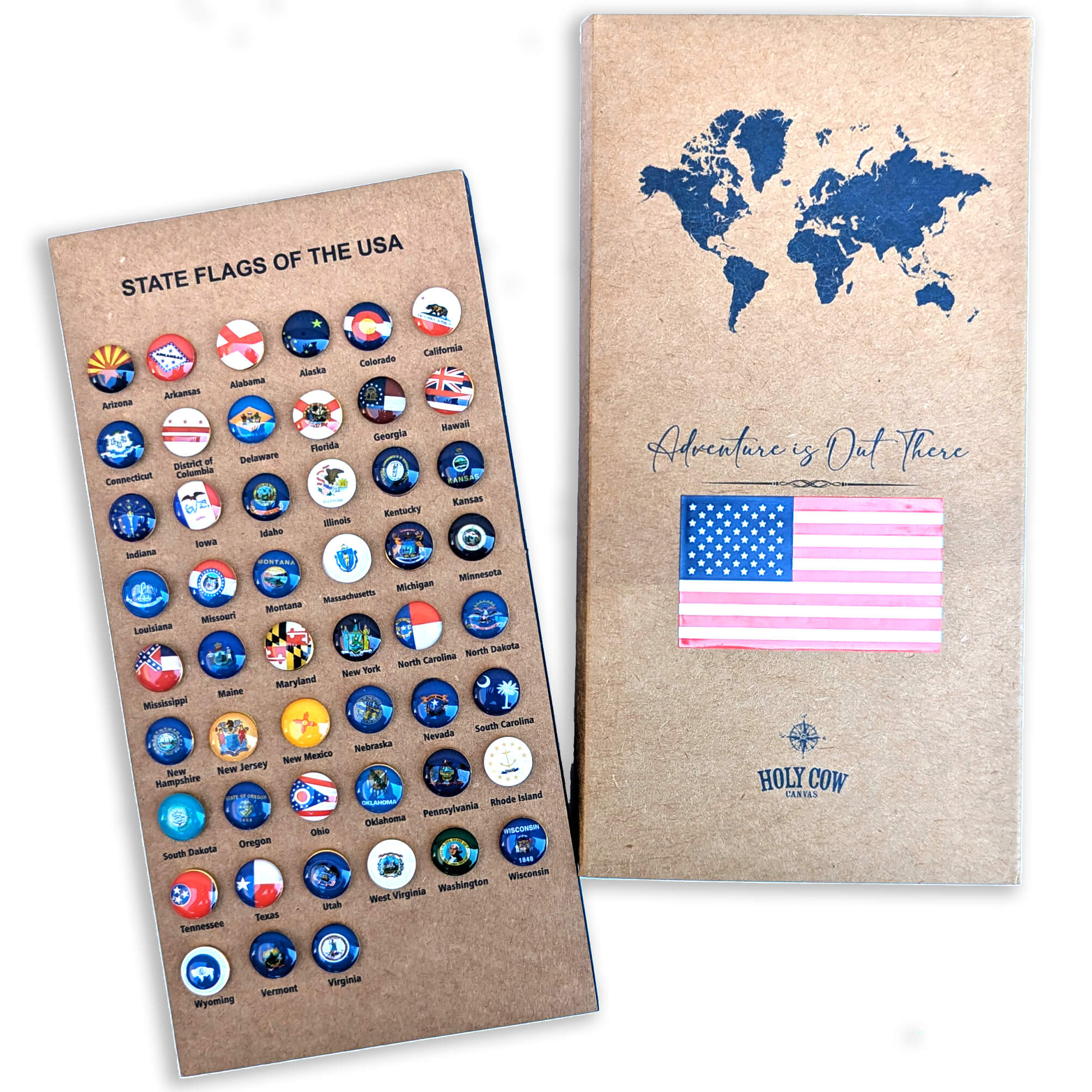 Flags of the United States Push Pins, set of 51 – Holy Cow Canvas