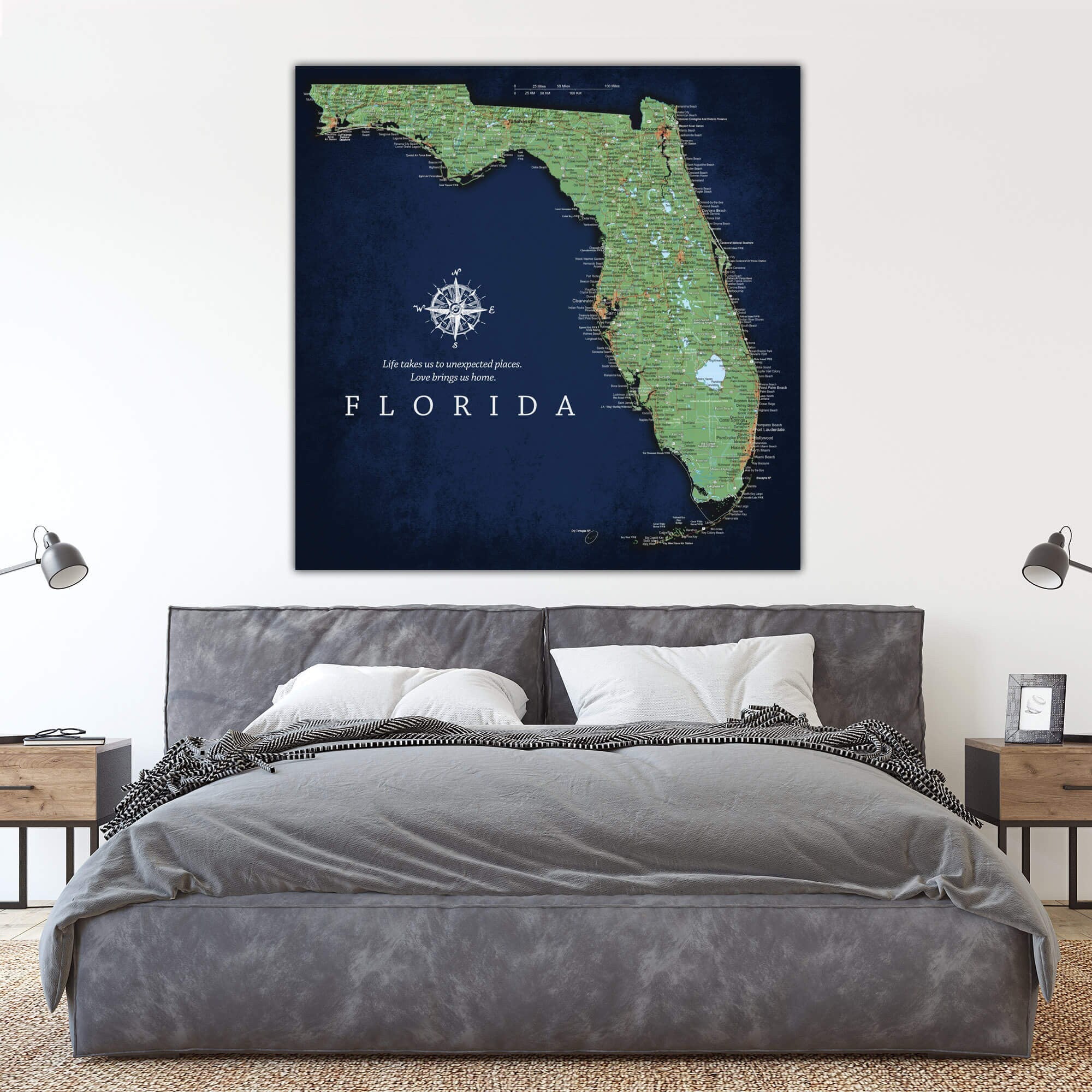 Florida Push Pin Terrain Map – Holy Cow Canvas