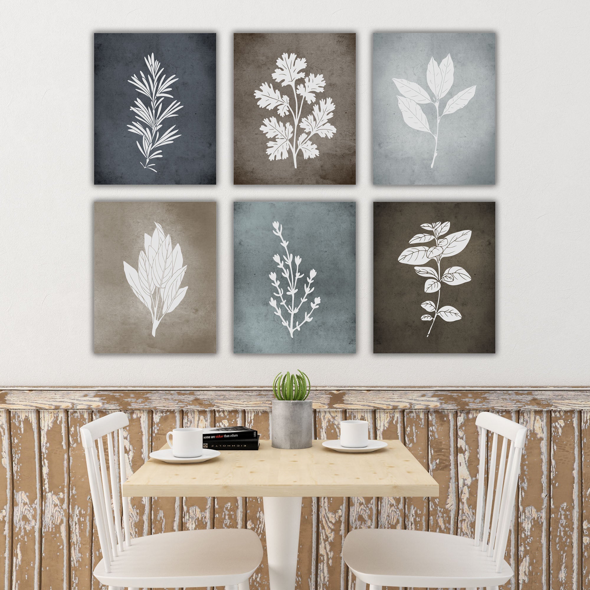 Herb Silhouettes on Rustic Farmhouse Backgrounds | Holy Cow Canvas
