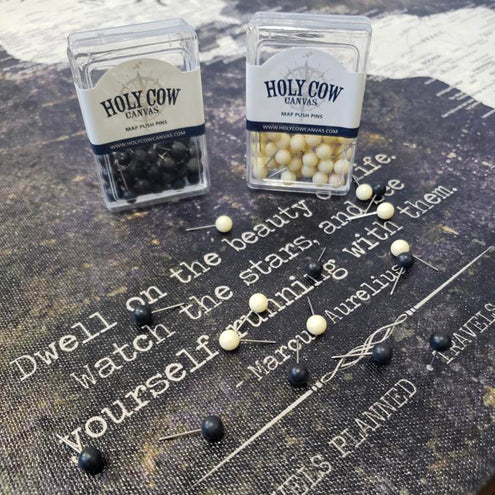 Industrial Push Pin World Map - 3 Panels Detailed | Holy Cow Canvas