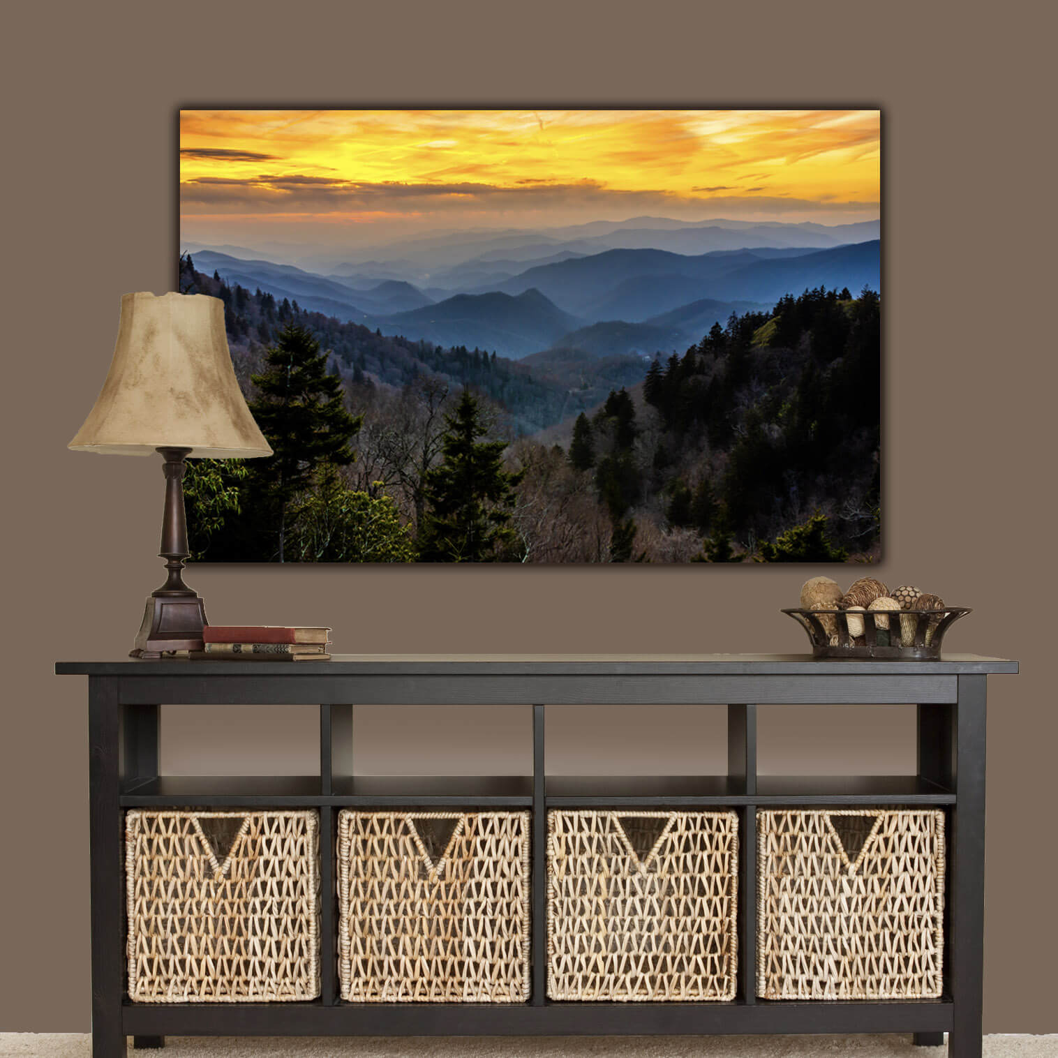 Smoky Mountain Canvas Wall Art at Sunset | Holy Cow Canvas