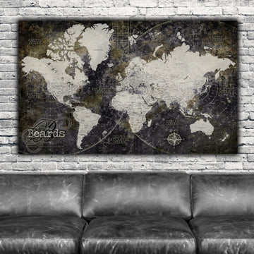 Industrial Push Pin World Map - 1 Panel | Holy Cow Canvas