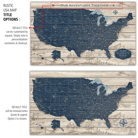 Rustic Wood Grain USA Map on Canvas | Holy Cow Canvas