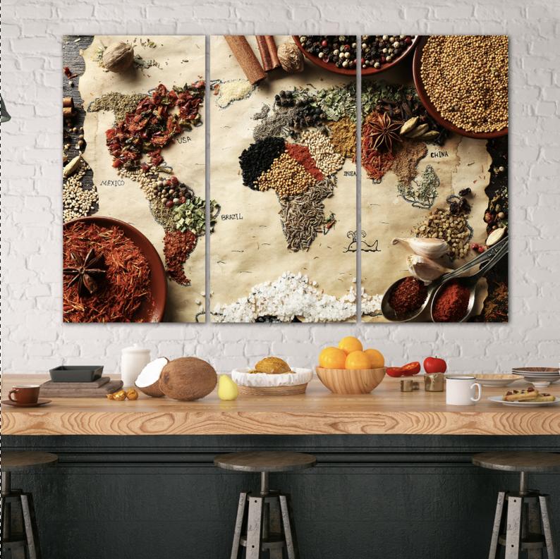 World Spice Map Canvas Art – Holy Cow Canvas
