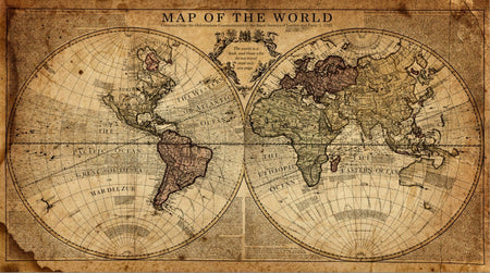Aged Tan World Map Canvas Wall Art | Holy Cow Canvas
