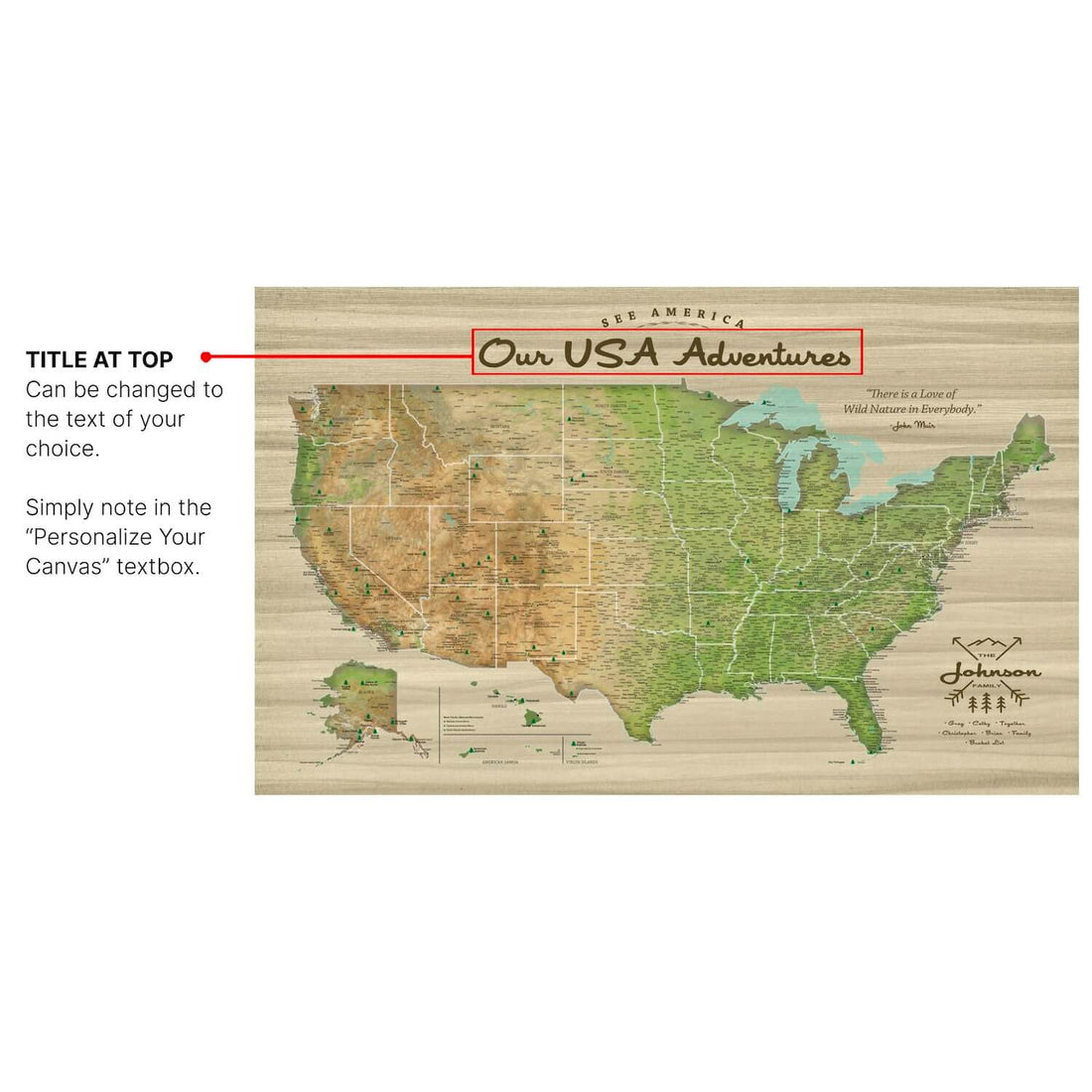 USA National Parks Push Pin Map - Single Panel | Holy Cow Canvas