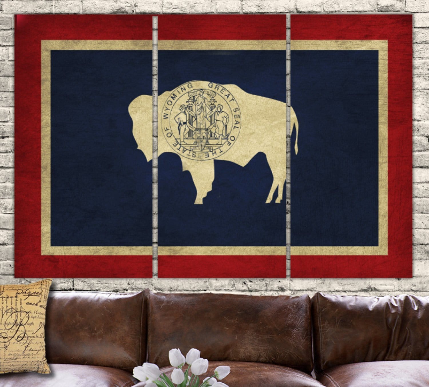 Wyoming State Flag Canvas Wall Art | Holy Cow Canvas
